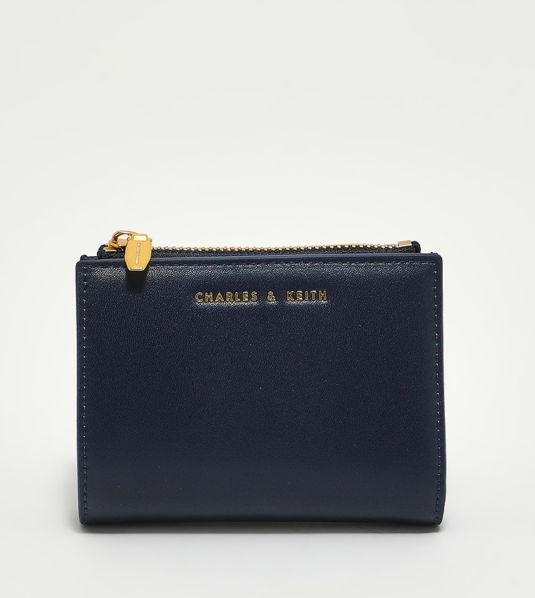 Buy Charles & Keith HARMONEE Zippered Bi Fold Wallet In Navy ...