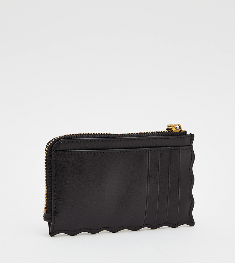 Buy Charles & Keith Wavy Trim Zip Closure Wallet In Black | 6thStreet Qatar