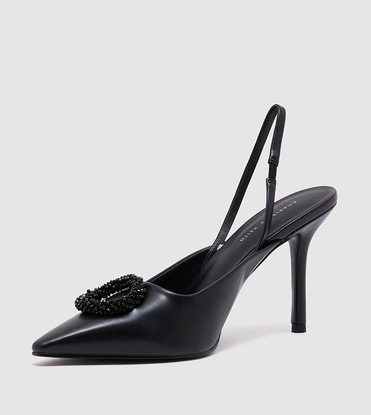 Buy Charles & Keith Beaded Circle Slingback Pumps In Black | 6thStreet UAE