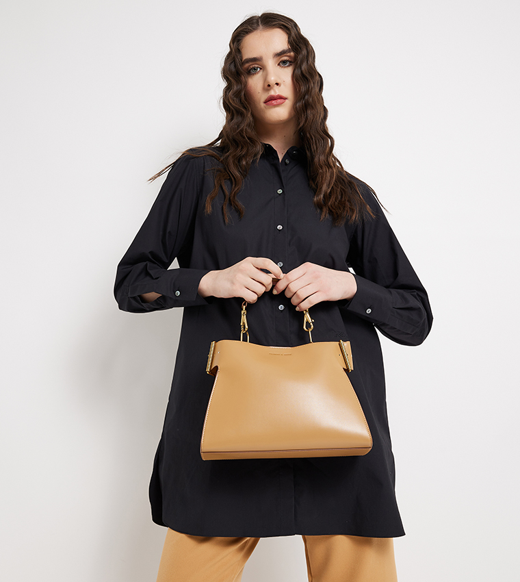 Buy Charles & Keith Lexie Side Buckle Satchel Bag In Beige | 6thStreet UAE