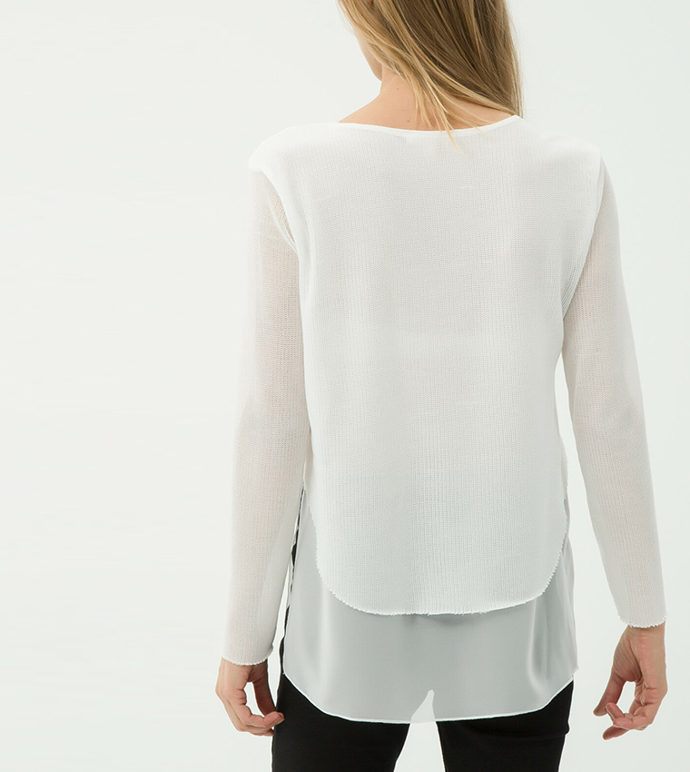 Buy Trendyol Solid Slit Flare Top In White | 6thStreet Bahrain