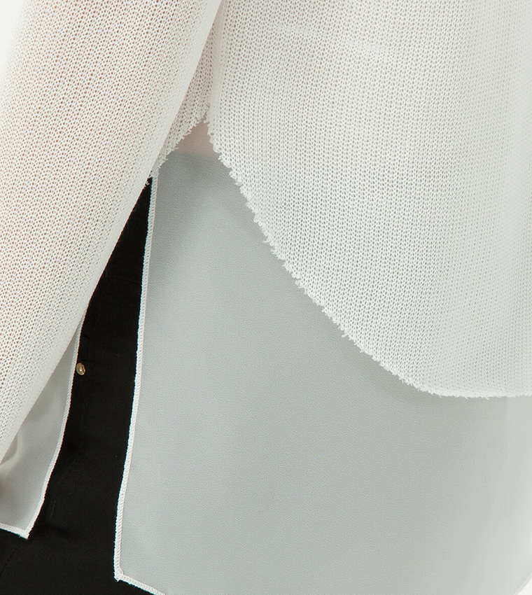 Buy Trendyol Solid Slit Flare Top In White | 6thStreet Bahrain