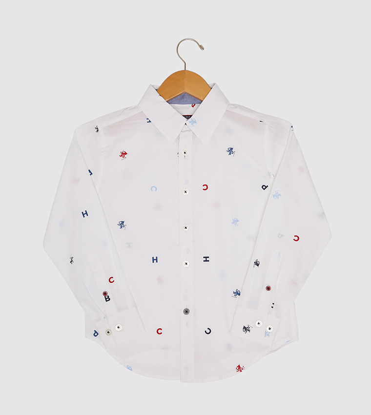 Buy Beverly Hills Polo Club Bhpc Logo Toss Prin Shirt White In White ...