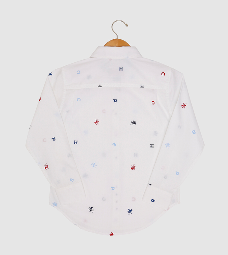 Buy Beverly Hills Polo Club Bhpc Logo Toss Prin Shirt White In White ...