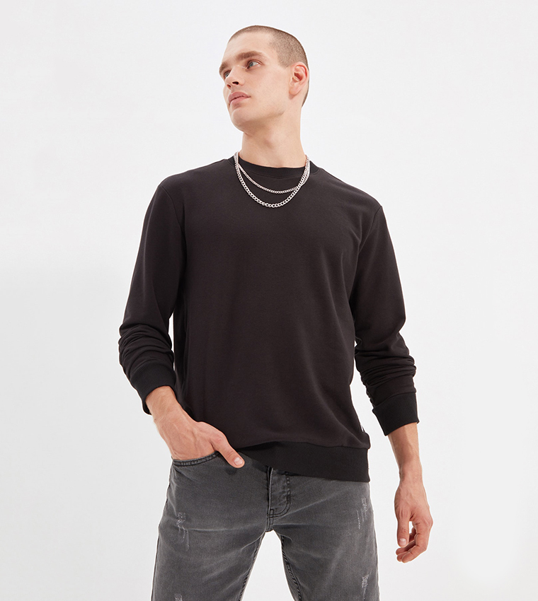 Buy Trendyol Crew Neck Regular Fit Sweatshirt With Slogan Label In ...