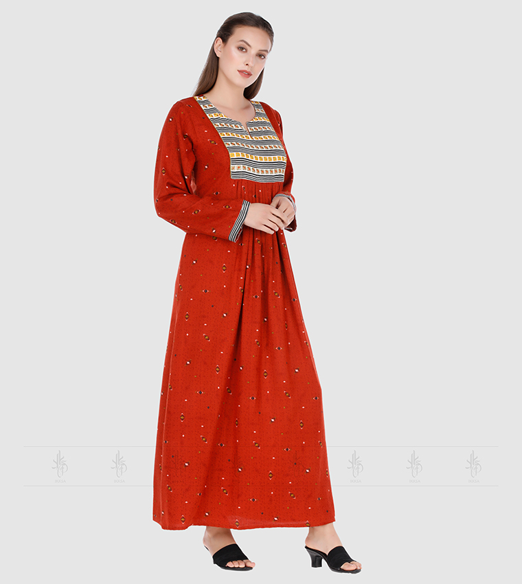 Buy IKKXA Embroidered Jalabiya In Red | 6thStreet Saudi Arabia