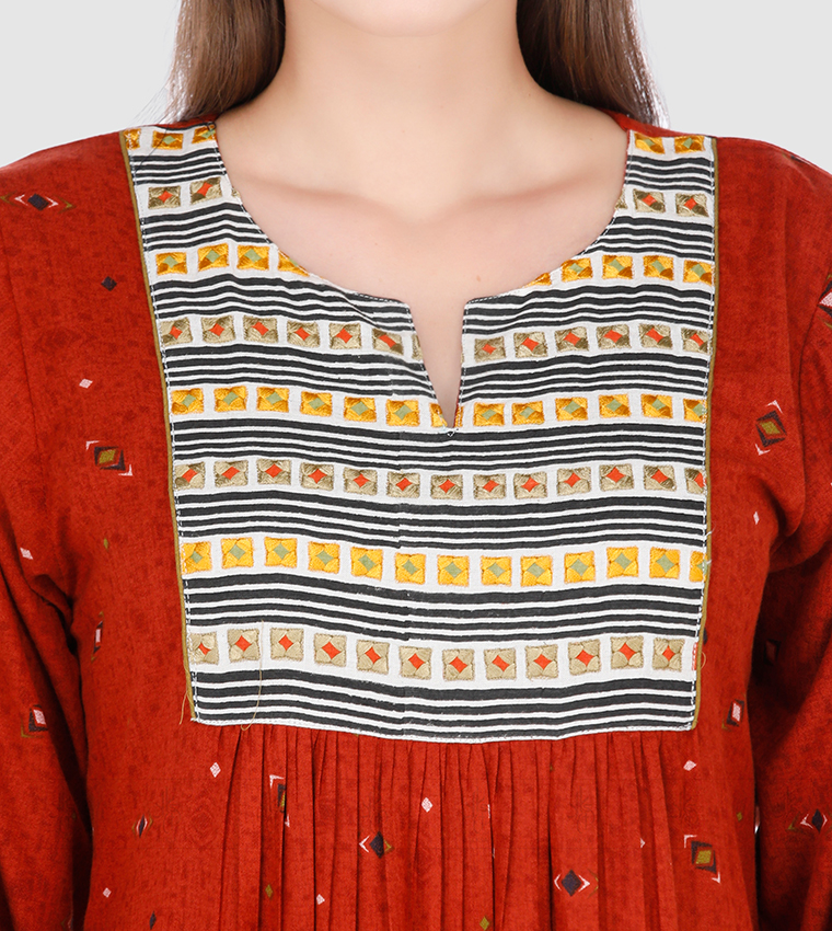 Buy IKKXA Embroidered Jalabiya In Red | 6thStreet Saudi Arabia