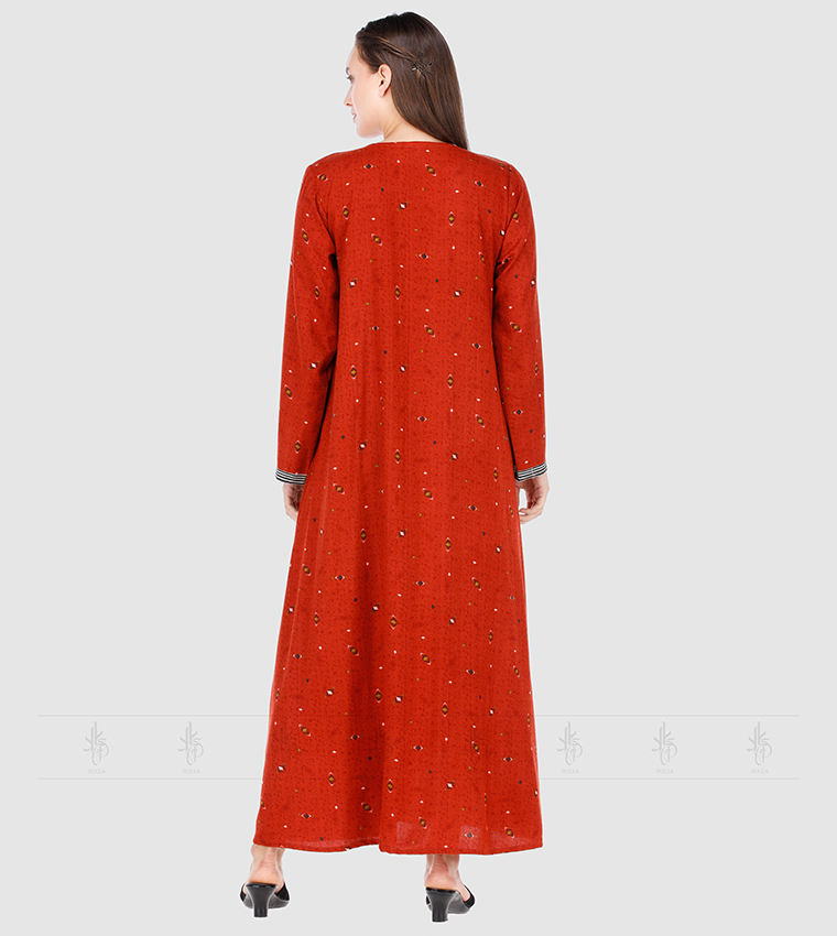 Buy IKKXA Embroidered Jalabiya In Red | 6thStreet Saudi Arabia