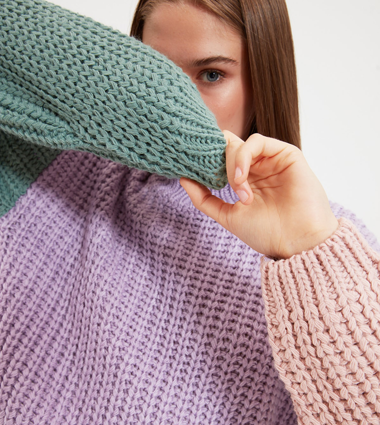 Buy Trendyol Color Block Knitwear Sweater In Multiple Colors ...