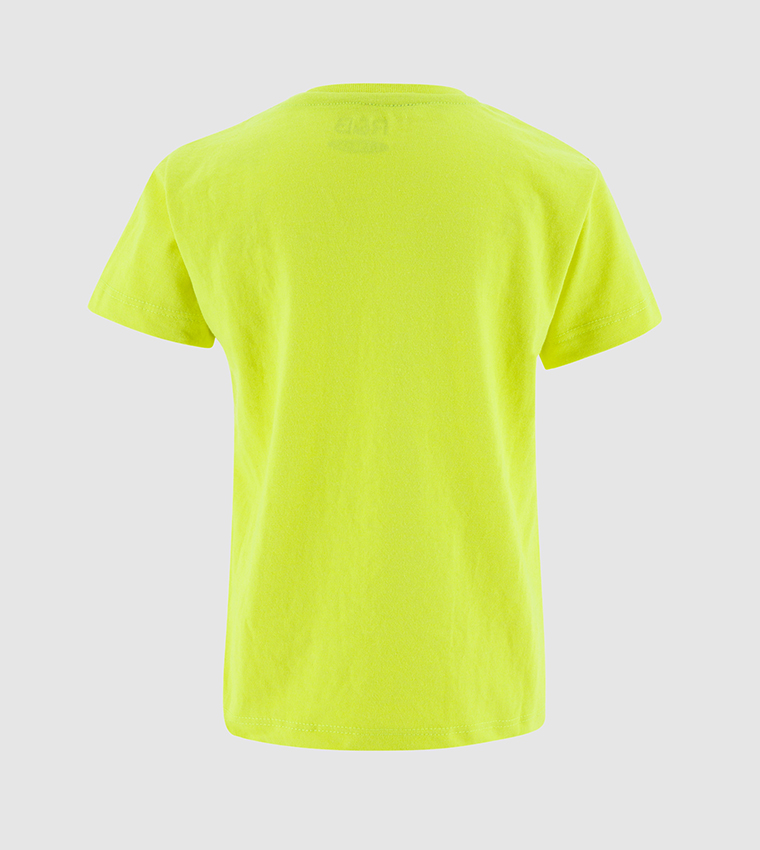 Buy R&B Neon Yellow T Shirt With Chest Print In Multiple Colors ...