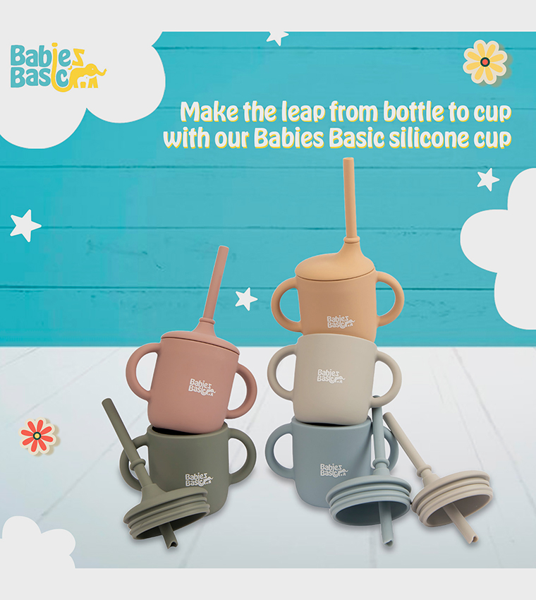 Buy Babies Basic Silicone Trainer Cup With Handles And Straw In Blue ...