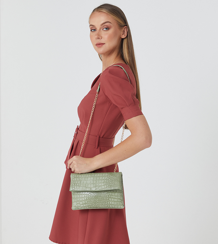 Buy ZAHA @ CCC Small Size Zip Clouser Cross Body Green In Green ...