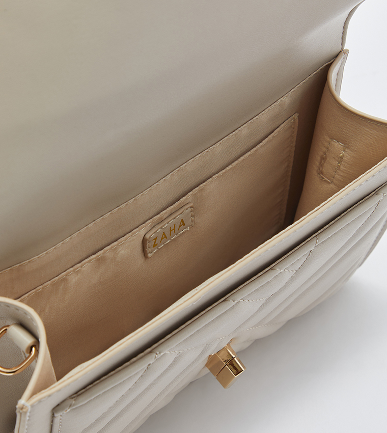 Buy ZAHA @ CCC Small Size Zip Clouser Cross Body Beige In Beige ...
