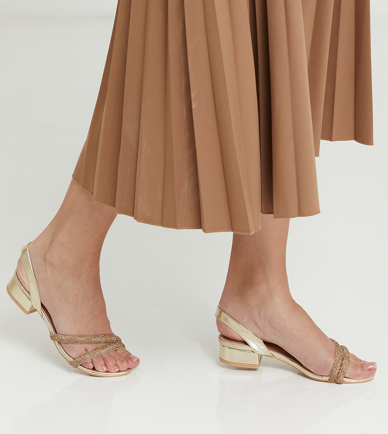 Buy ZAHA @ CCC Frances Low Heel Sandals Gold In Gold | 6thStreet Qatar