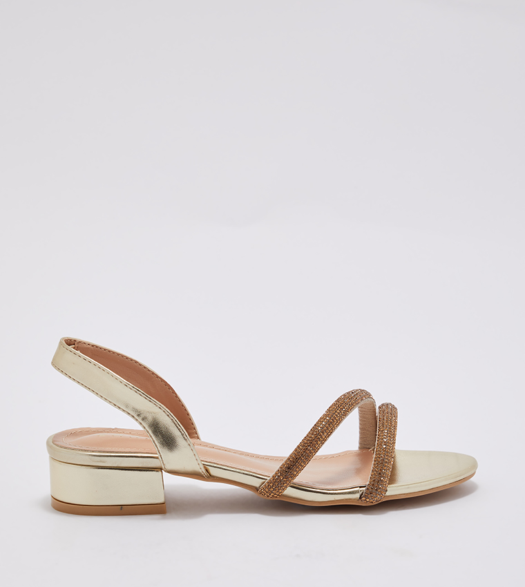 Buy ZAHA @ CCC Frances Low Heel Sandals Gold In Gold | 6thStreet Qatar