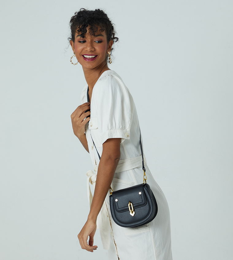 Buy HIS & HERS Black Cross Body Satchel In Black | 6thStreet Kuwait
