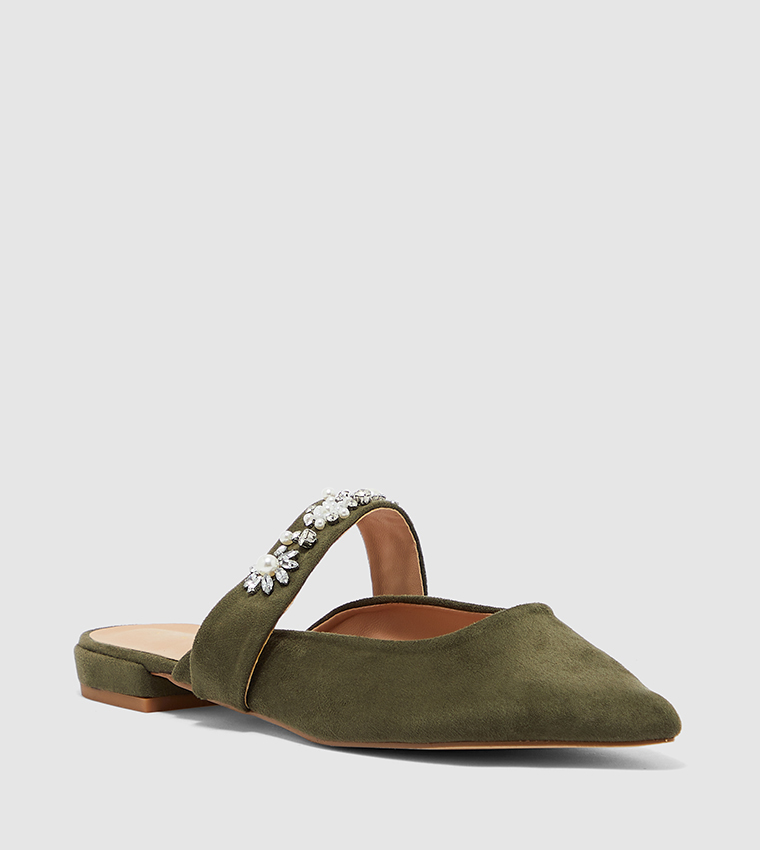 Buy HIS & HERS Low Heel Mules In Green | 6thStreet Qatar