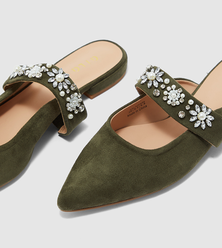 Buy HIS & HERS Low Heel Mules In Green | 6thStreet Qatar