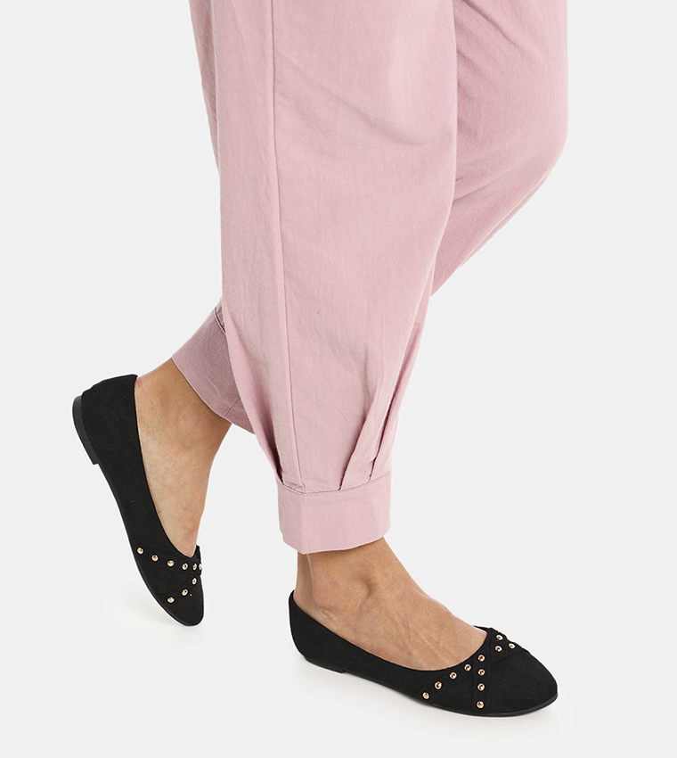 Buy HIS & HERS Embellished Ballarinas In Black | 6thStreet UAE