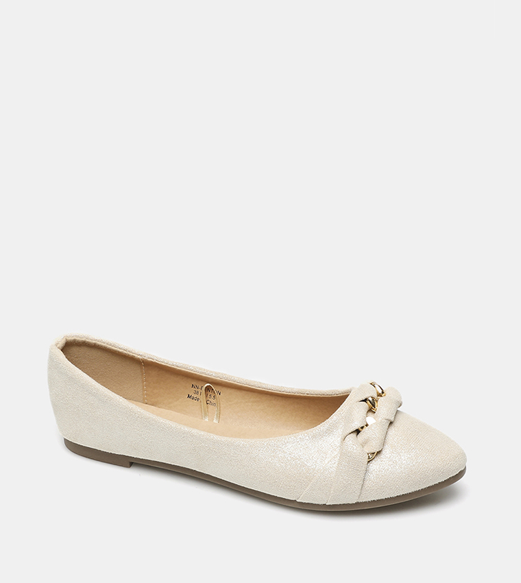 Buy HIS & HERS Embellished Ballarinas In Beige | 6thStreet UAE