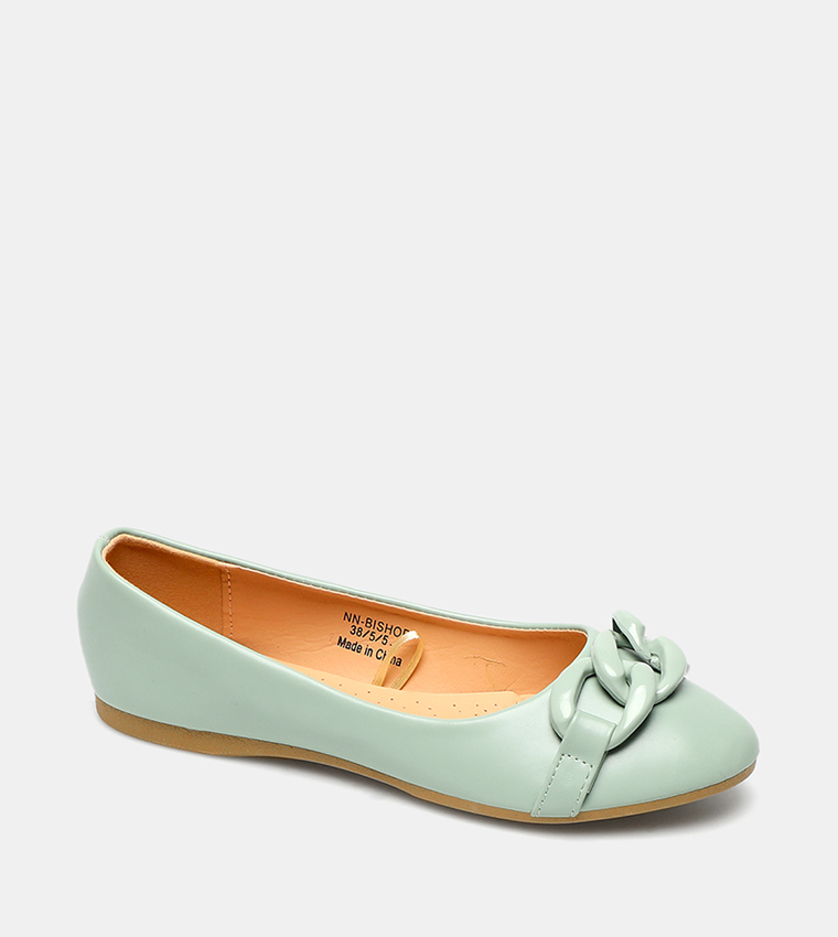Buy HIS & HERS Solid Ballarinas In Green | 6thStreet Qatar
