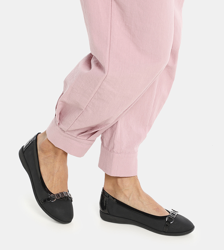 Buy HIS & HERS Metal Accent Ballarinas In Black | 6thStreet Qatar