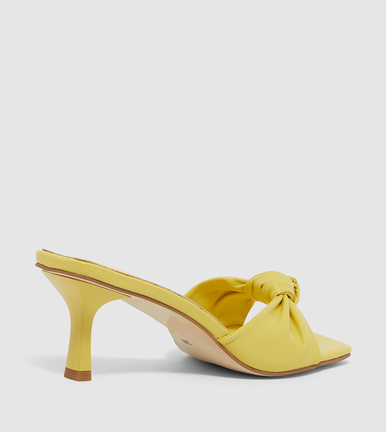 Buy ZAHA @ CCC Square Toe Embellished Heels In Yellow | 6thStreet UAE