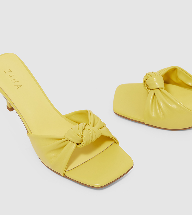 Buy ZAHA @ CCC Square Toe Embellished Heels In Yellow | 6thStreet UAE