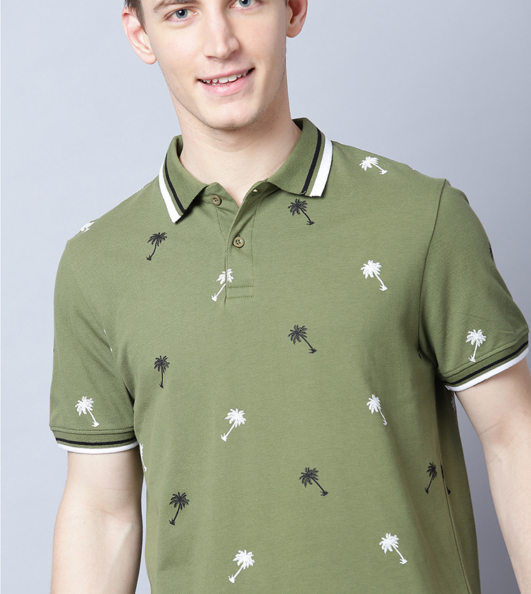 Buy HIS & HERS All Over Print Polo T Shirt In Green | 6thStreet UAE