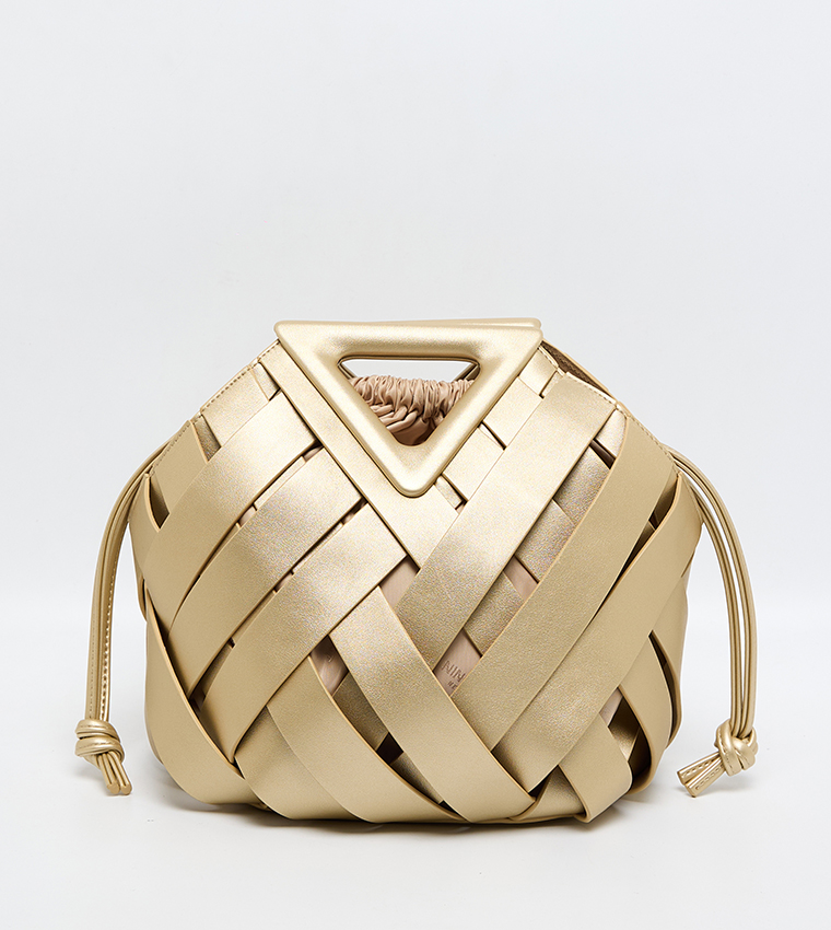 Buy Nine West Braided Bucket Bag In Gold | 6thStreet Saudi Arabia