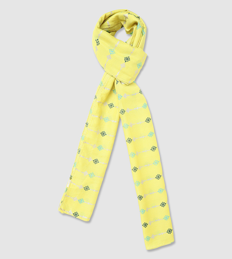 Buy HIS & HERS Printed Woven Scarf In Yellow | 6thStreet Bahrain