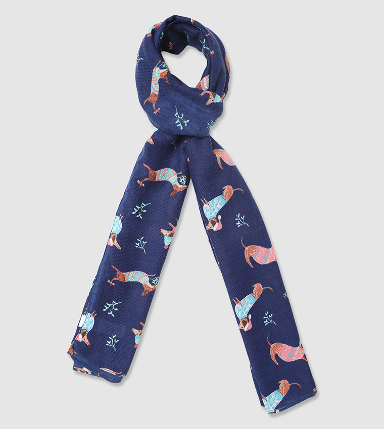 Buy HIS & HERS Printed Woven Scarf In Blue | 6thStreet Bahrain