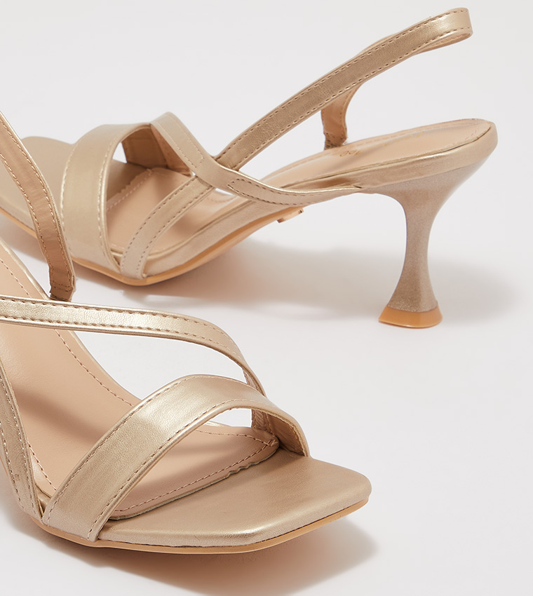 Buy DEEZEE @ CCC Slingback Spool Heel Sandals In Gold | 6thStreet Oman