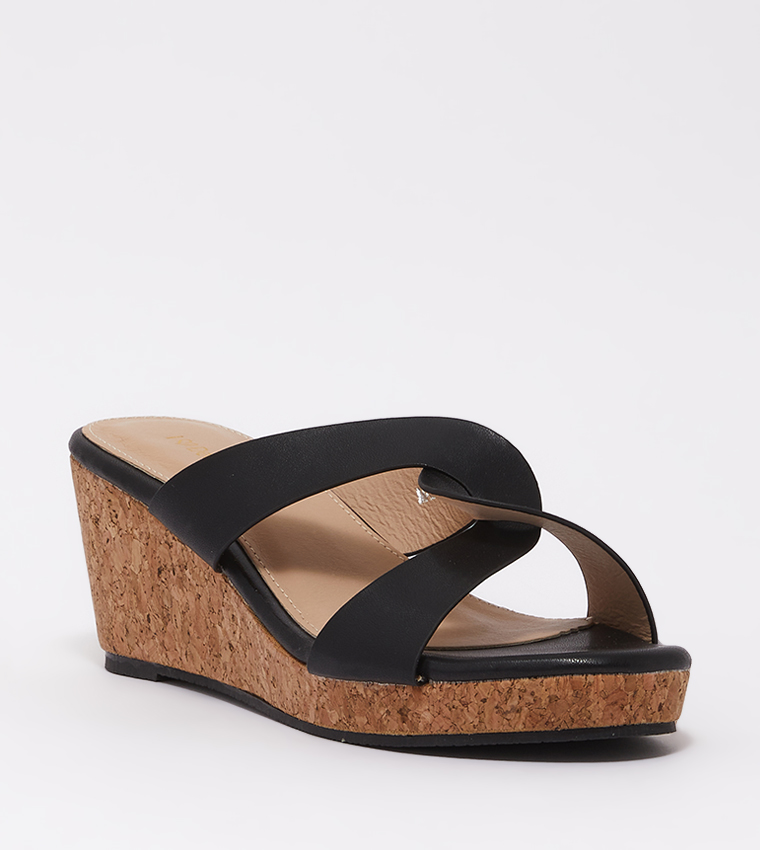 Buy DEEZEE @ CCC Knotted Strap Wedges In Black | 6thStreet Bahrain