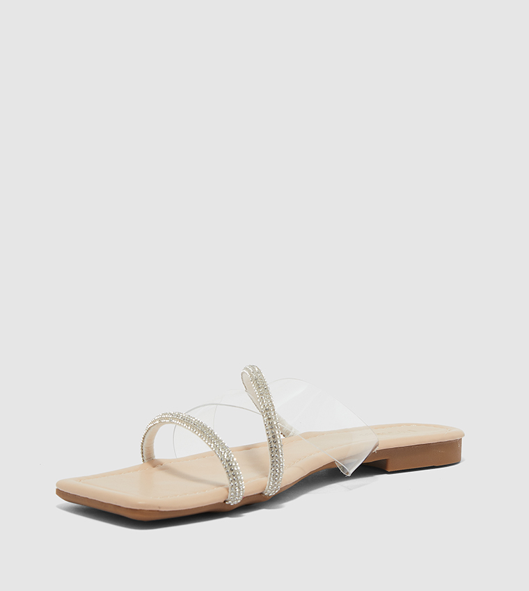 Buy DEEZEE @ CCC Square Toe Flat Sandals In Beige | 6thStreet UAE