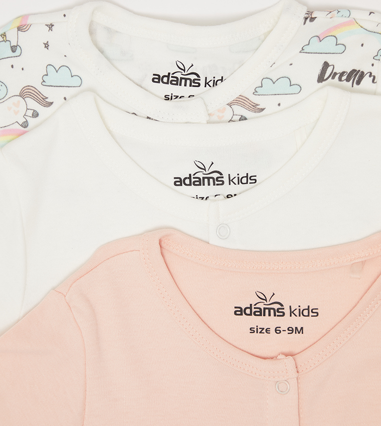 Buy Adams Kids Pack Of 3 Printed Sleepsuits In White | 6thStreet Bahrain