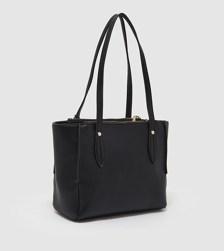 Buy Hush Puppies Pop Top Zip Closure Tote Bag In Black | 6thStreet UAE