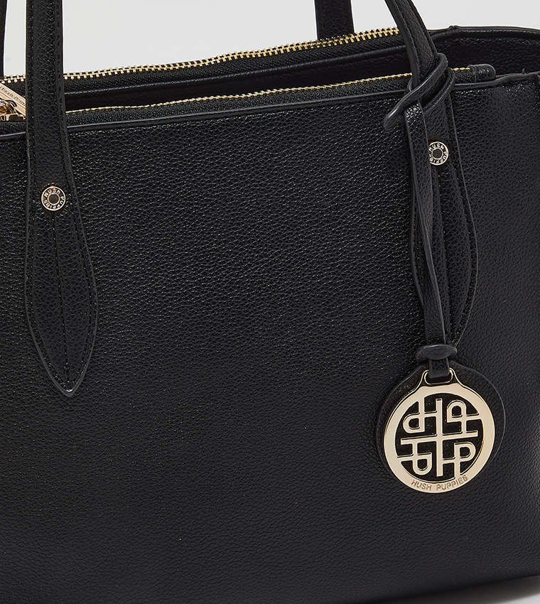 Buy Hush Puppies Pop Top Zip Closure Tote Bag In Black | 6thStreet UAE