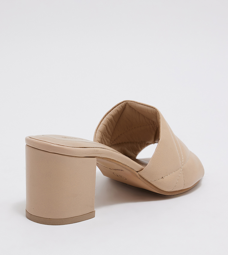 Buy Hush Puppies Helena Quilted Block Heel Sandals In Beige | 6thStreet UAE
