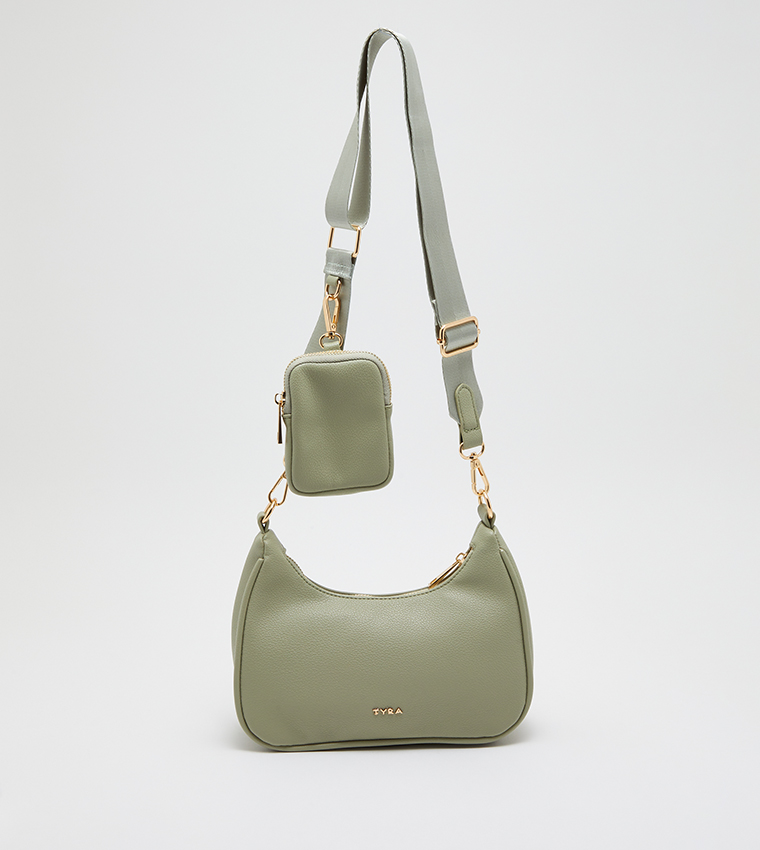Buy Tyra Textured Crossbody Bag With Coin Purse In Green | 6thStreet UAE