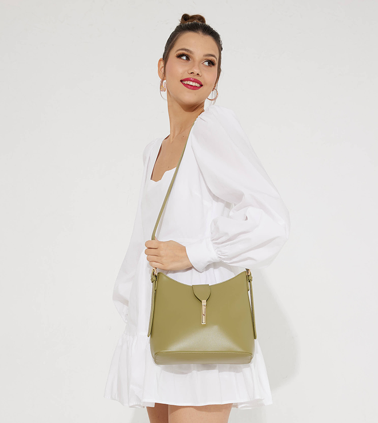 Buy Tyra Logo Detail Shoulder Bag In Green | 6thStreet UAE