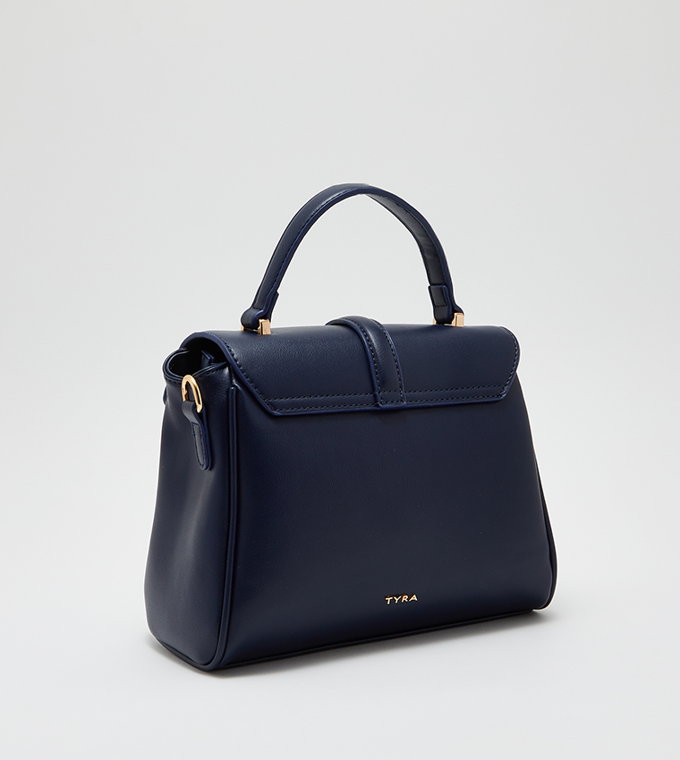 Buy Tyra Solid Twist Lock Satchel Bag In Blue | 6thStreet UAE