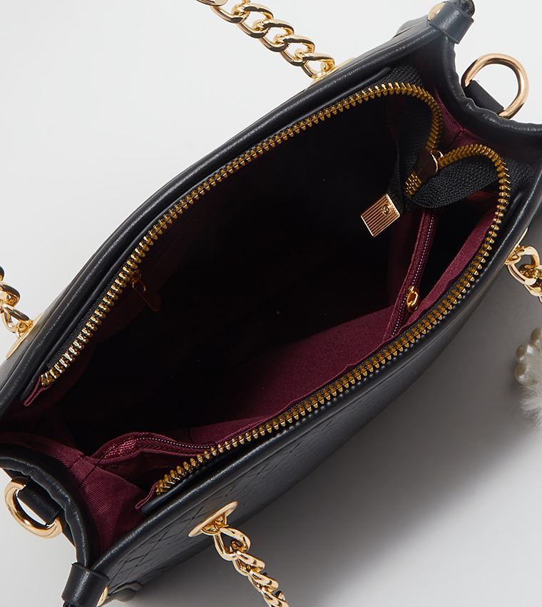 Buy Tyra Textured Tote Bag With Sling In Grey | 6thStreet UAE