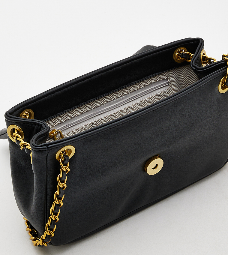 Buy Tyra Flap Closure Shoulder Bag In Black | 6thStreet Qatar