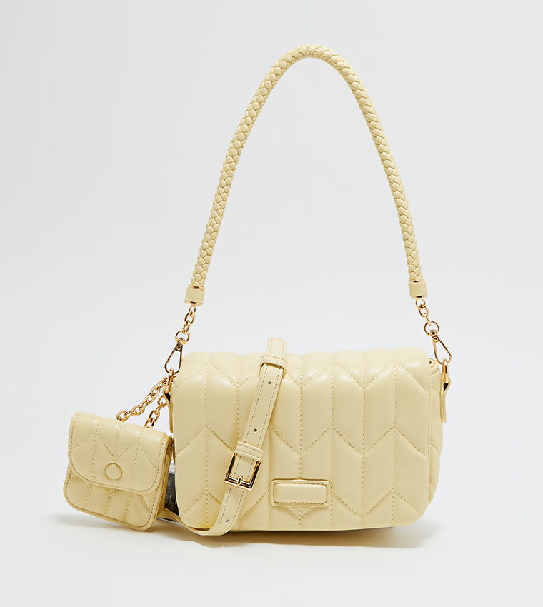 Buy Tyra Quilted Crossbody Bag With Coin Purse In Yellow | 6thStreet UAE