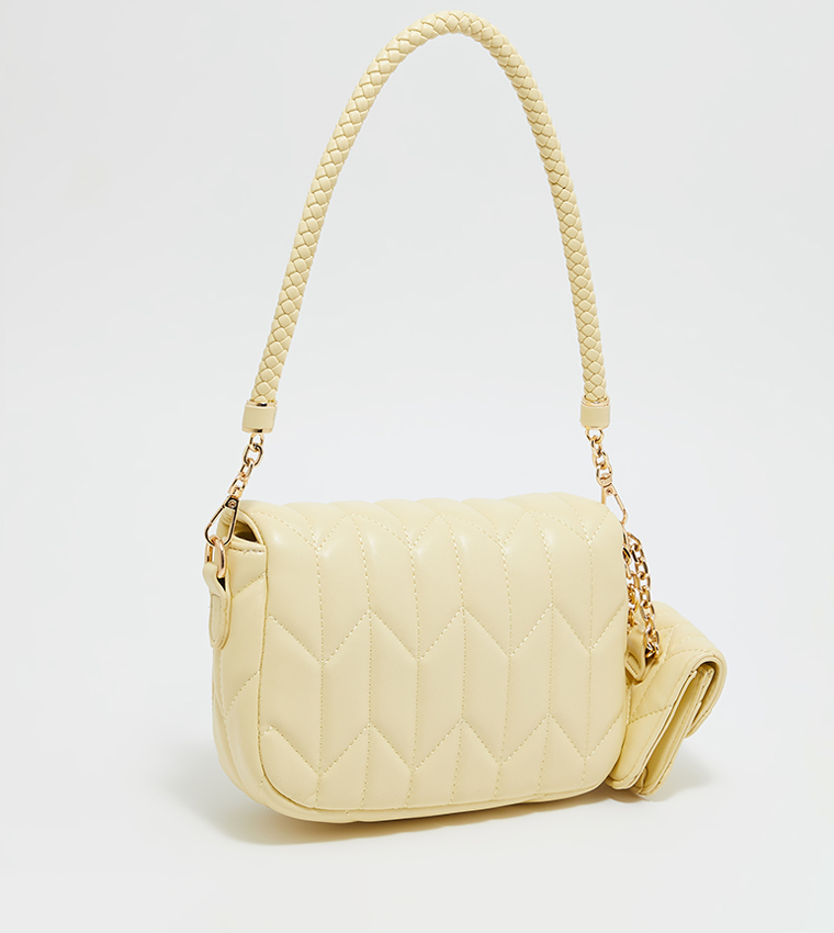 Buy Tyra Quilted Crossbody Bag With Coin Purse In Yellow | 6thStreet UAE