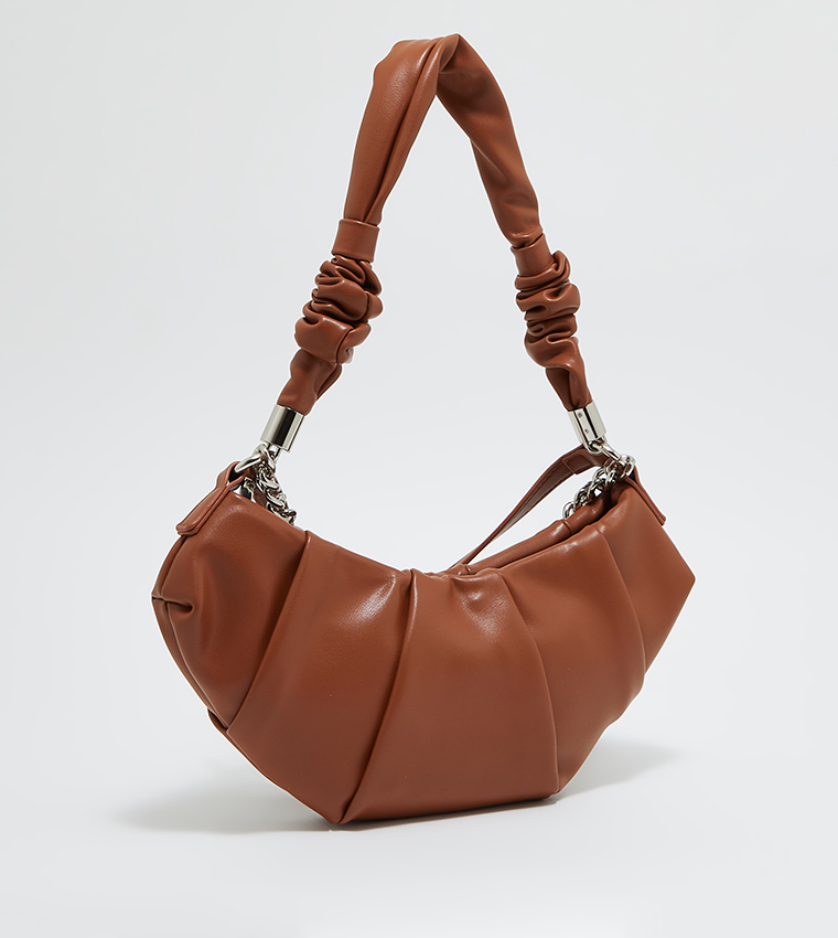 Buy Tyra Solid Pleated Shoulder Bag In Brown | 6thStreet UAE
