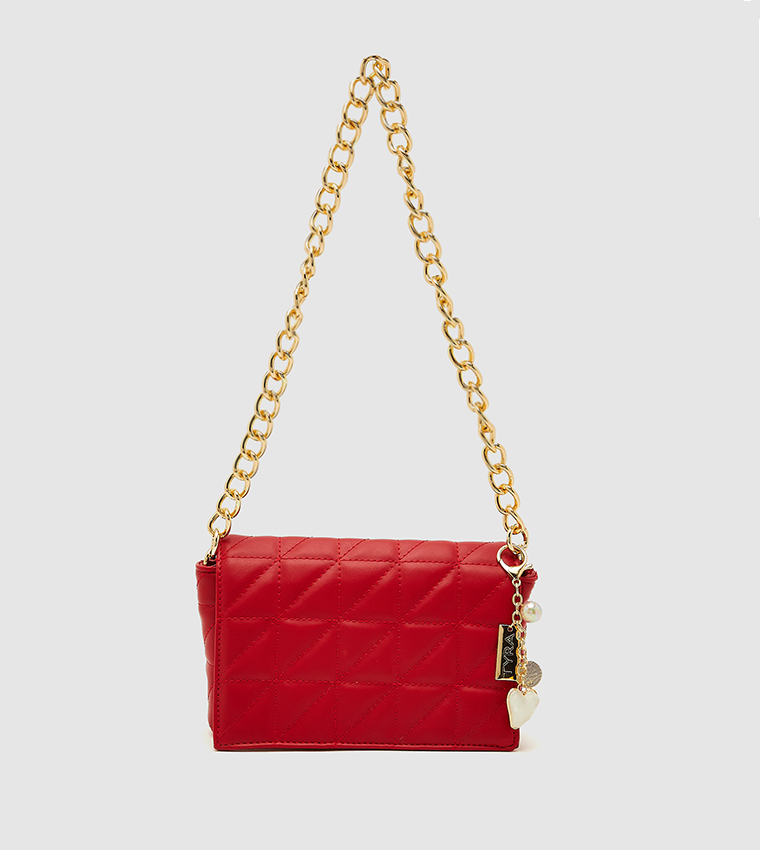 Buy Tyra Quilted Shoulder Bag With Keychain In Red | 6thStreet UAE