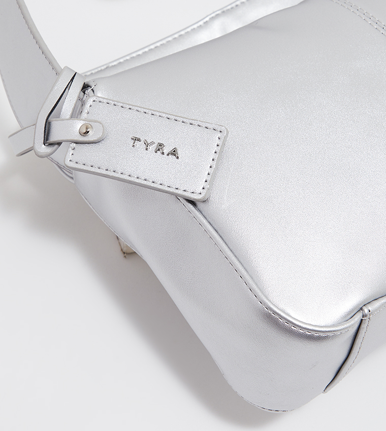Buy Tyra Logo Detail Shoulder Bag In Silver | 6thStreet UAE