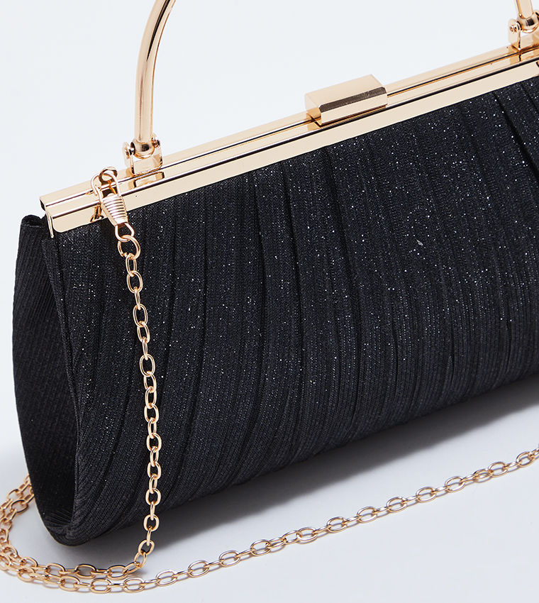 Buy Tyra Pleated Top Handle Clutch With Sling In Black | 6thStreet ...